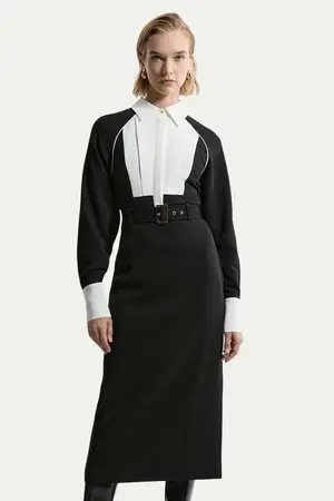 Karen Millen Twill Collared Woven Midi Dress