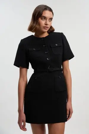 Karen Millen Tweed Belted Mini Dress