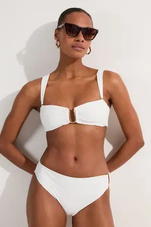 Karen Millen Bikini Bottoms With Gold Trim - White