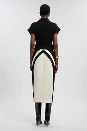 Karen Millen Colour Block Pencil Midi Skirt