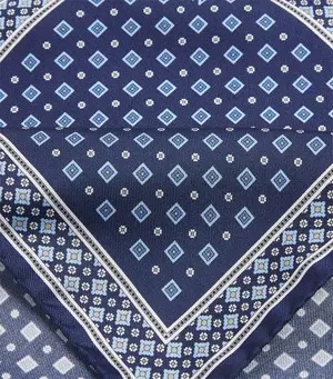 Eton Silk Floral Pocket Square - Navy