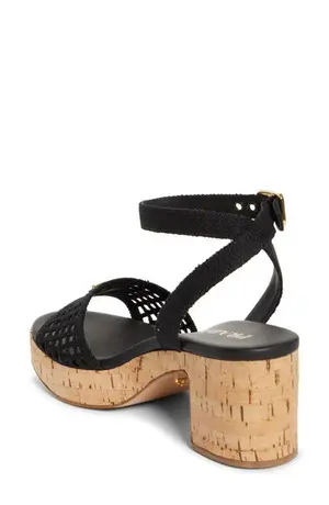 Prada Crochet Cork Platform Sandal - Black