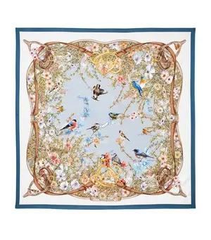 ASPINAL OF LONDON Silk Edwardian Garden Scarf - Blue