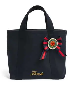 Harrods Small British Rosette Tote Bag - Navy