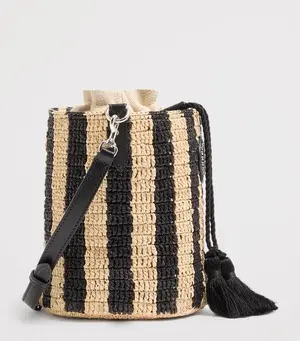 Valentino Garavani Small Raffia Bucket Bag - Black