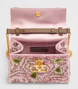 Valentino Garavani Mini Sequinned Vsling Top-handle Bag - Pink