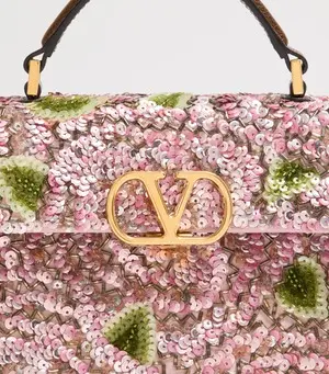 Valentino Garavani Mini Sequinned Vsling Top-handle Bag - Pink