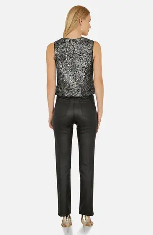 YUMI Sequin Tie Front Waistcoat Top