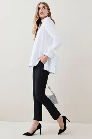 Karen Millen Petite Techno Woven Trousers - Black