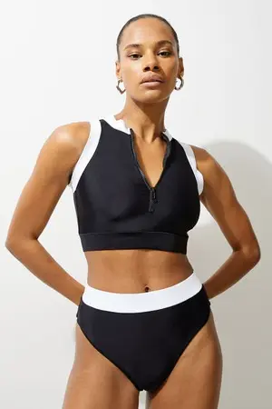 Karen Millen High Waist High Cut Bikini Bottom
