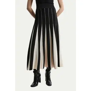 Karen Millen Pointelle Knit Pleated Midi Skirt - Mono