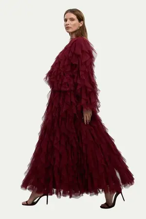 Karen Millen Tulle Ruffle Detail Woven Jacket