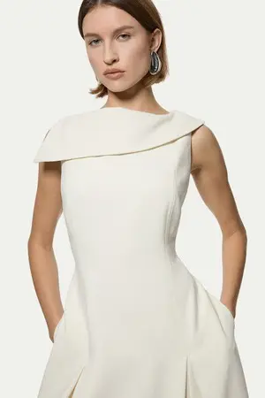 Karen Millen Asymmetrical Neck Tailored Midi Dress