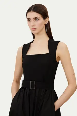 Karen Millen Square Neck Belted Maxi Dress
