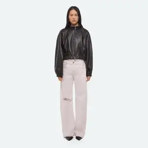 Helmut Lang Leather Bomber Jacket - Black/black
