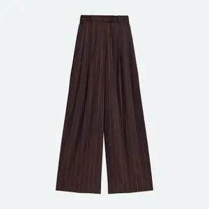 Helmut Lang Double-pleated Wide Leg Trousers - Brown Multi