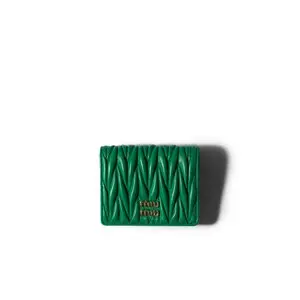 Miu Miu Small Matelassé Nappa Leather Wallet - Mango