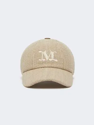 Max Mara Raffia-Effect Basketweave Baseball Cap Ice