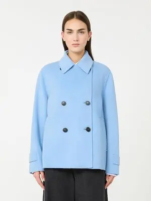 Max Mara Double-breasted Wool-blend Pea Coat - Light Blue