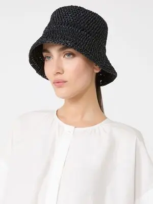 Max Mara Crochet Viscose Bucket Hat - Black