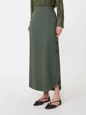 Max Mara Viscose And Linen Canvas Long Skirt