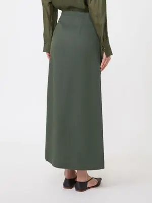Max Mara Viscose And Linen Canvas Long Skirt