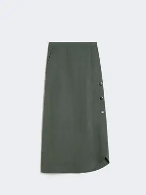 Max Mara Viscose And Linen Canvas Long Skirt