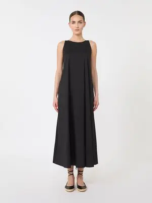 Max Mara Flared Stretch Poplin Long Dress - Black