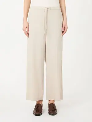 Max Mara Wool Gabardine Trousers - Natural