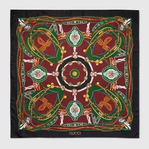 Gucci Salon Privé" Printed Silk Carr - Black
