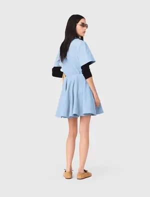 Maje Cotton Flared Shirt Dress With Gold-tone Buttons