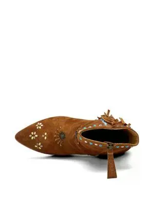FRAU Fringed-detail Stud-embellished Ankle Boots