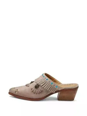 FRAU Fringed Stud-embellished Mules