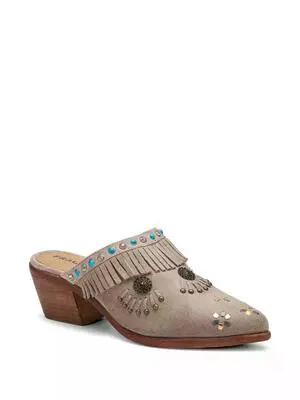 FRAU Fringed Stud-embellished Mules