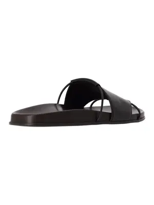 THE ROW Leather Sandals - Black