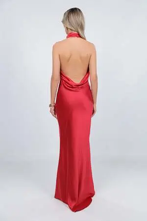 ROSERRY Capri Satin Maxi Dress - Red