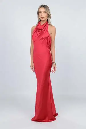 ROSERRY Capri Satin Maxi Dress - Red