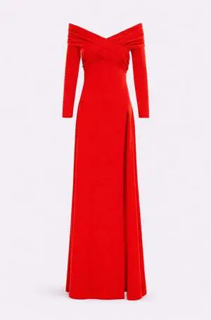 ROSERRY Tuscany Glitter Jersey Maxi Dress - Red