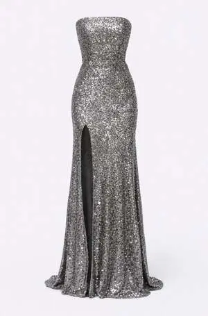 ROSERRY Cannes Sequins Maxi Dress - Silver