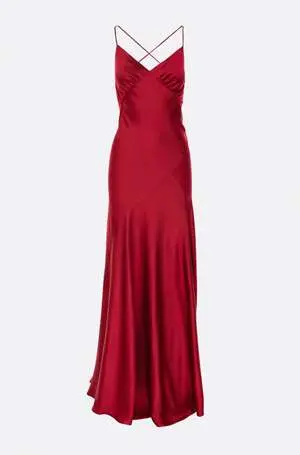 ROSERRY Satin Maxi Slip Dress - Red