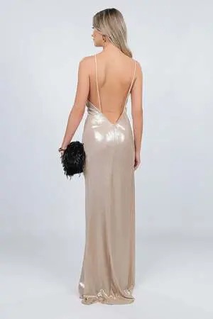 ROSERRY Margot Metallic Jersey Maxi Dress
