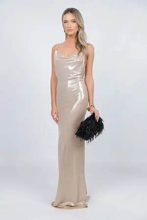 ROSERRY Margot Metallic Jersey Maxi Dress
