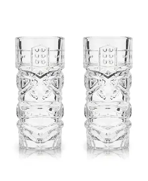 VISKI Pacific Crystal Tiki Glasses, Set Of 2 - Clear