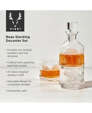 VISKI Deco Beau 3-piece Crystal Stacking Decanter