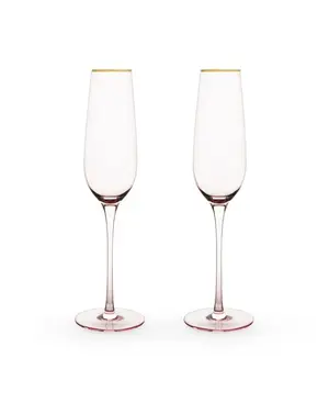 TWINE Rose Crystal Champagne Flutes, Set Of 2