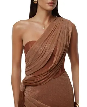 JLUXLABEL Celestina Draped Maxi Dress - Gold