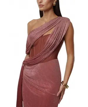 JLUXLABEL Celestina Draped Maxi Dress - Red
