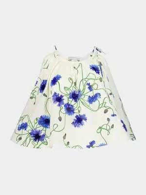 Stella McCartney Cornflower Embroidered Frill Crop Top