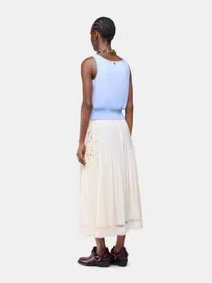 Rabanne Floral Embroidered Knit Tank - Blue
