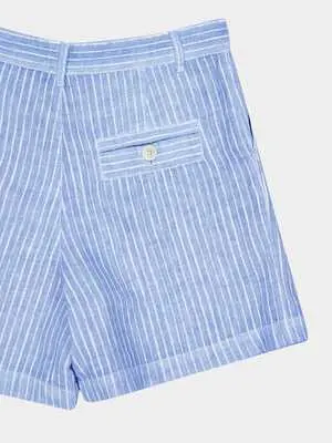 120% Lino Striped Linen Bermuda Shorts